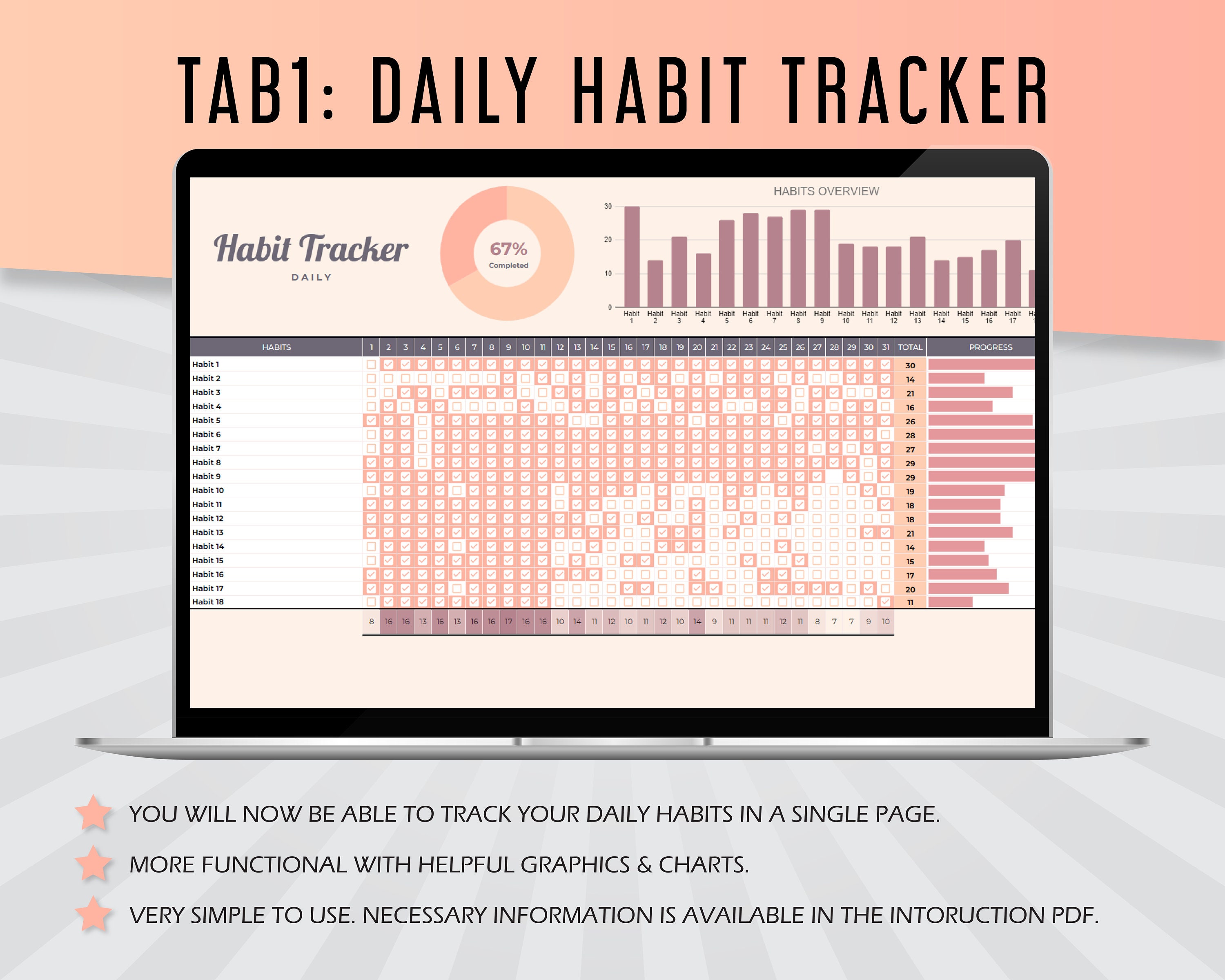 Habit Tracker, Goal Tracker, Monthly Habit, Daily Routine, Habit ...