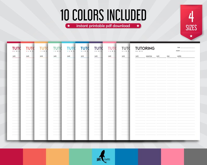 Tutoring Log, Printable Hours Log, Time Log Printable, Tutoring Income ...