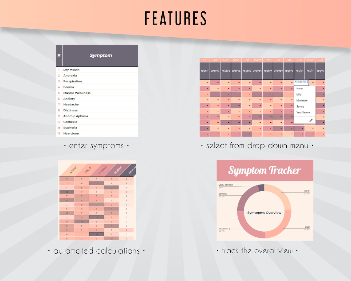 Symptom Tracker, Symptoms Journal, Medical Log, Symptom Progress ...