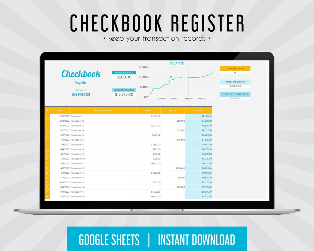Checkbook Tracker, Digital Checkbook, Checkbook Template, Checkbook ...