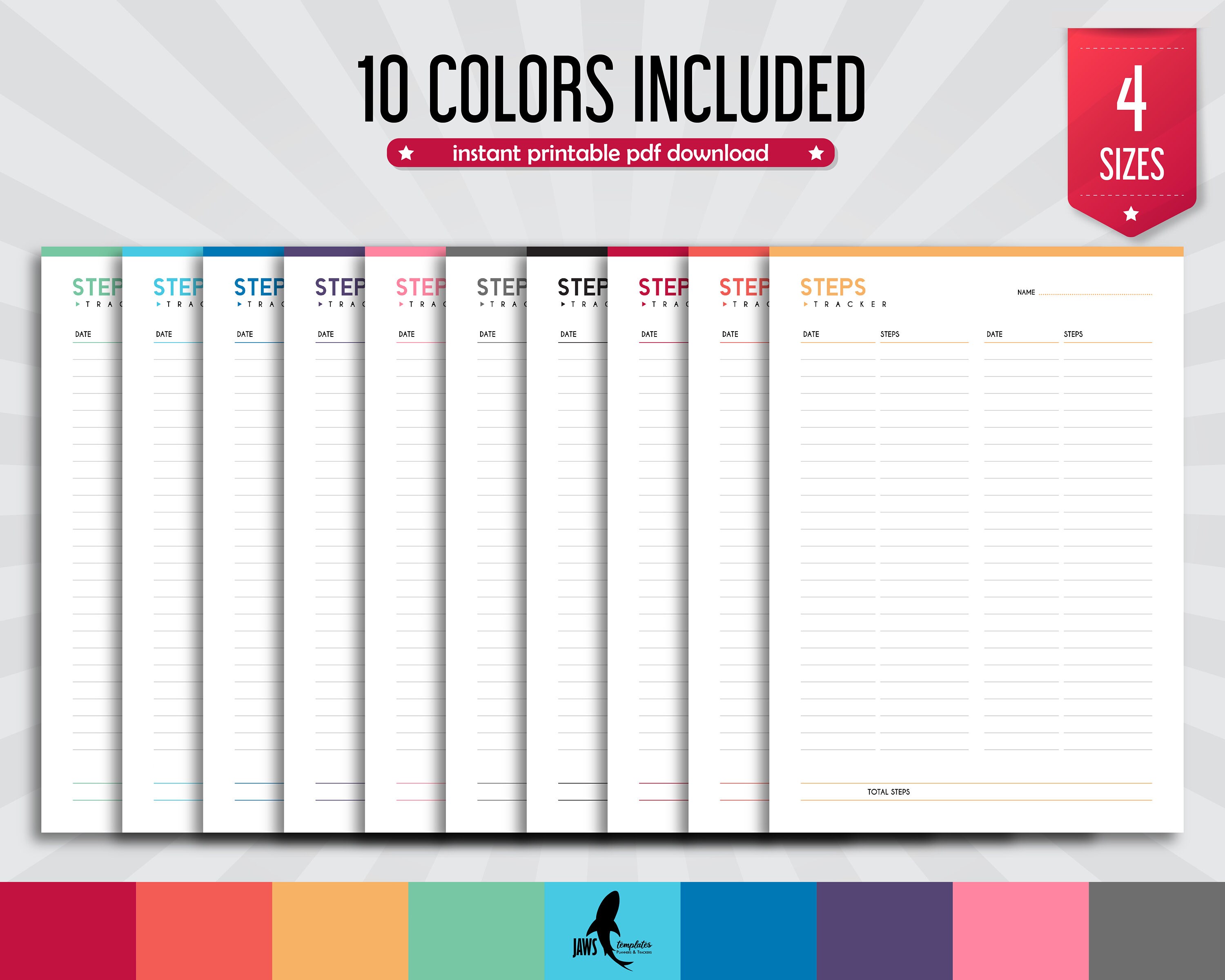 Step Log Template, Running and Walking, Health Planner Sheet, Fitness ...