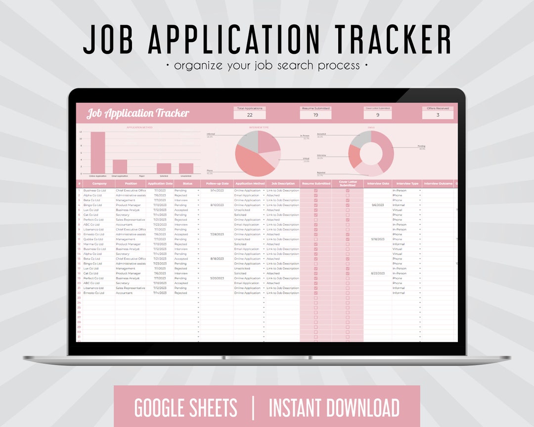 Job Application Log, Career Tracker, Interview Organizer, Employment ...