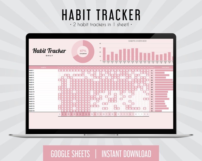 Habit Tracker, Daily Habit Tracker, Weekly Habit Tracker, Monthly Goals ...