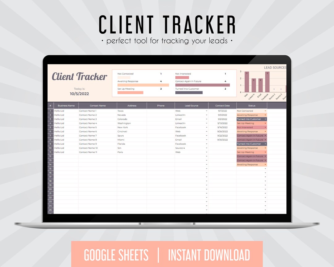 Client Tracker, Leads Tracker, Client Management, Client List, Leads ...