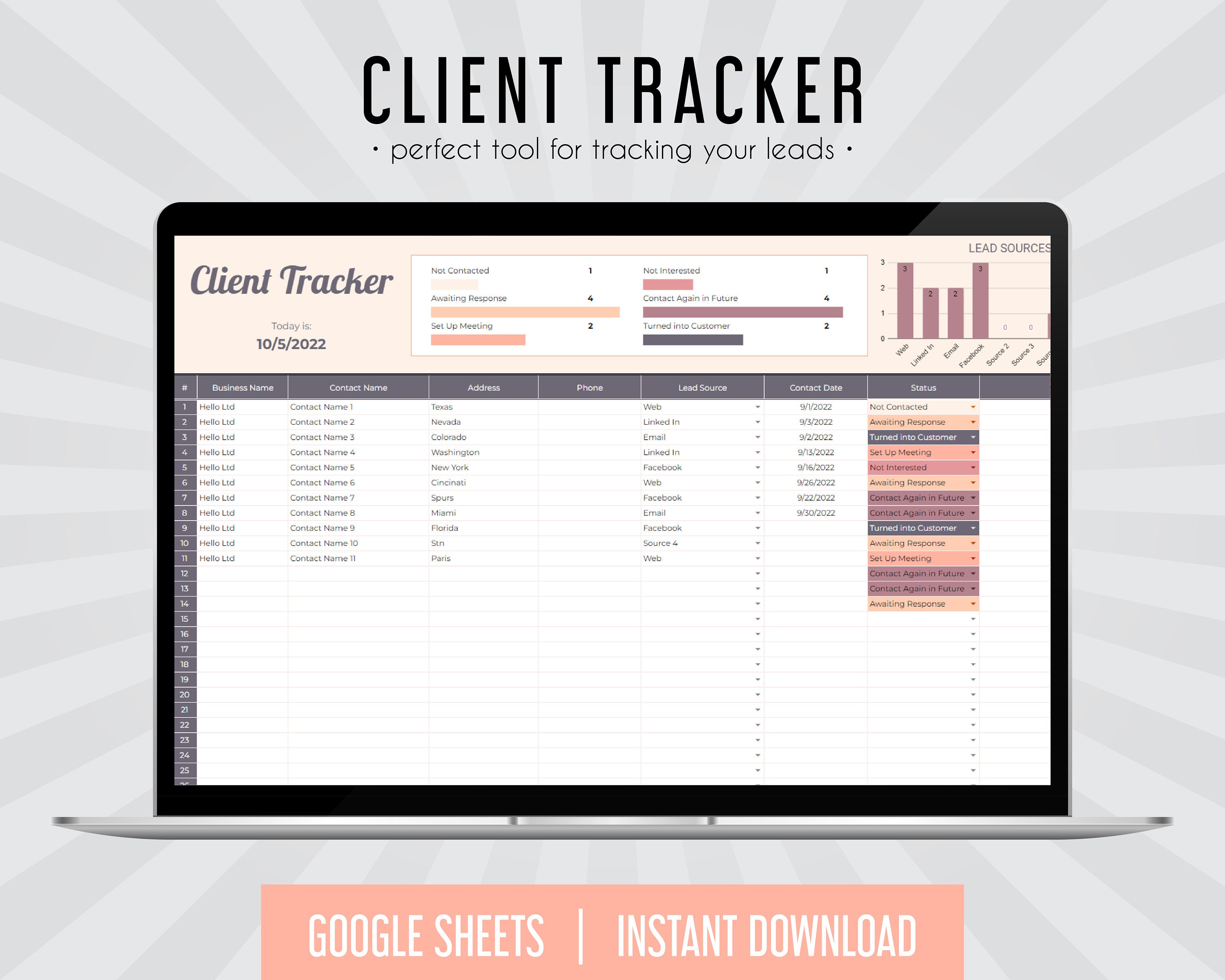Client Tracker, Leads Tracker, Client Management, Client List, Leads ...