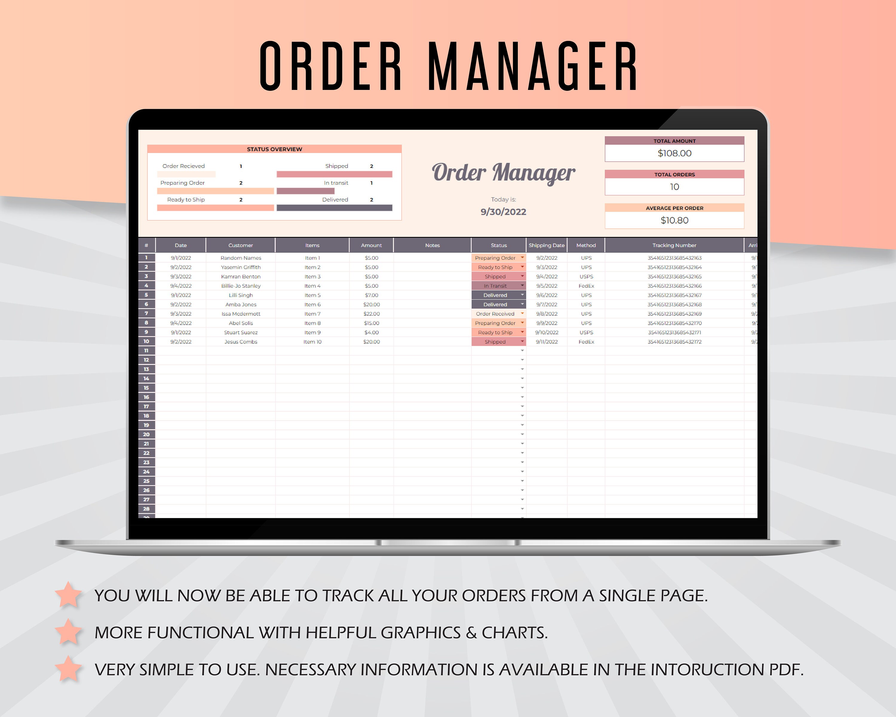Order Tracker, Sales Tracker, Business Tracker, Inventory Tracker ...