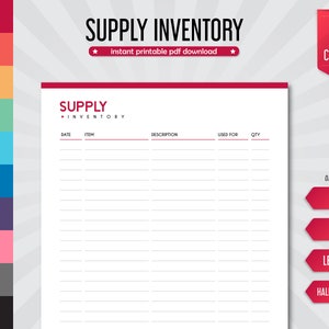 Supply Inventory Log, Inventory Checklist, Direct Sales Planner ...