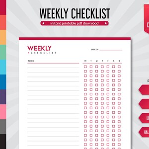 Weekly Checklist, Goal Tracker, Daily Habit Tracker, Instant Download ...