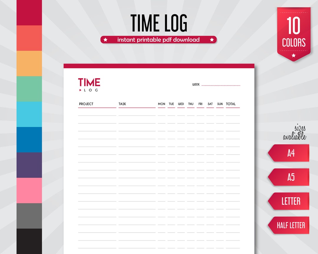 Time Tracker, Working Hours Log, Project Time Tracker, Work Hours Log ...