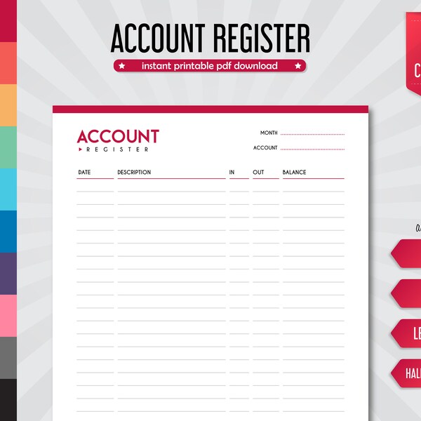 Bank Account Register - Etsy
