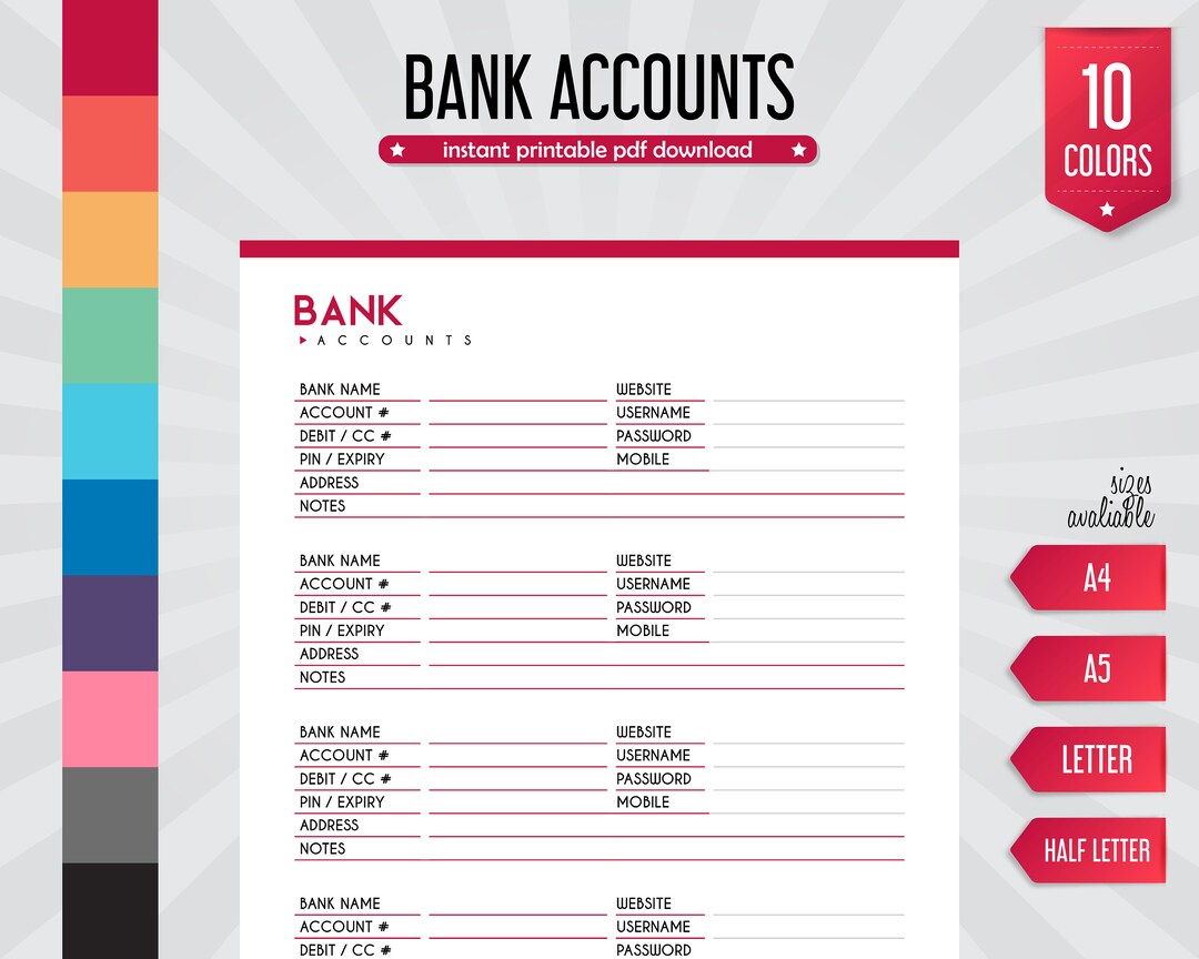 Account Log, Bank Tracker, Info Diary, Account Record, Finance Journal ...