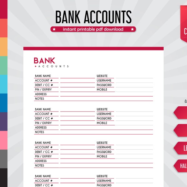 Bank Account Journal - Etsy