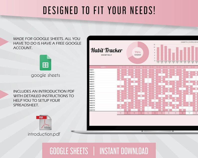 Habit Tracker, Daily Habit Tracker, Weekly Habit Tracker, Monthly Goals ...