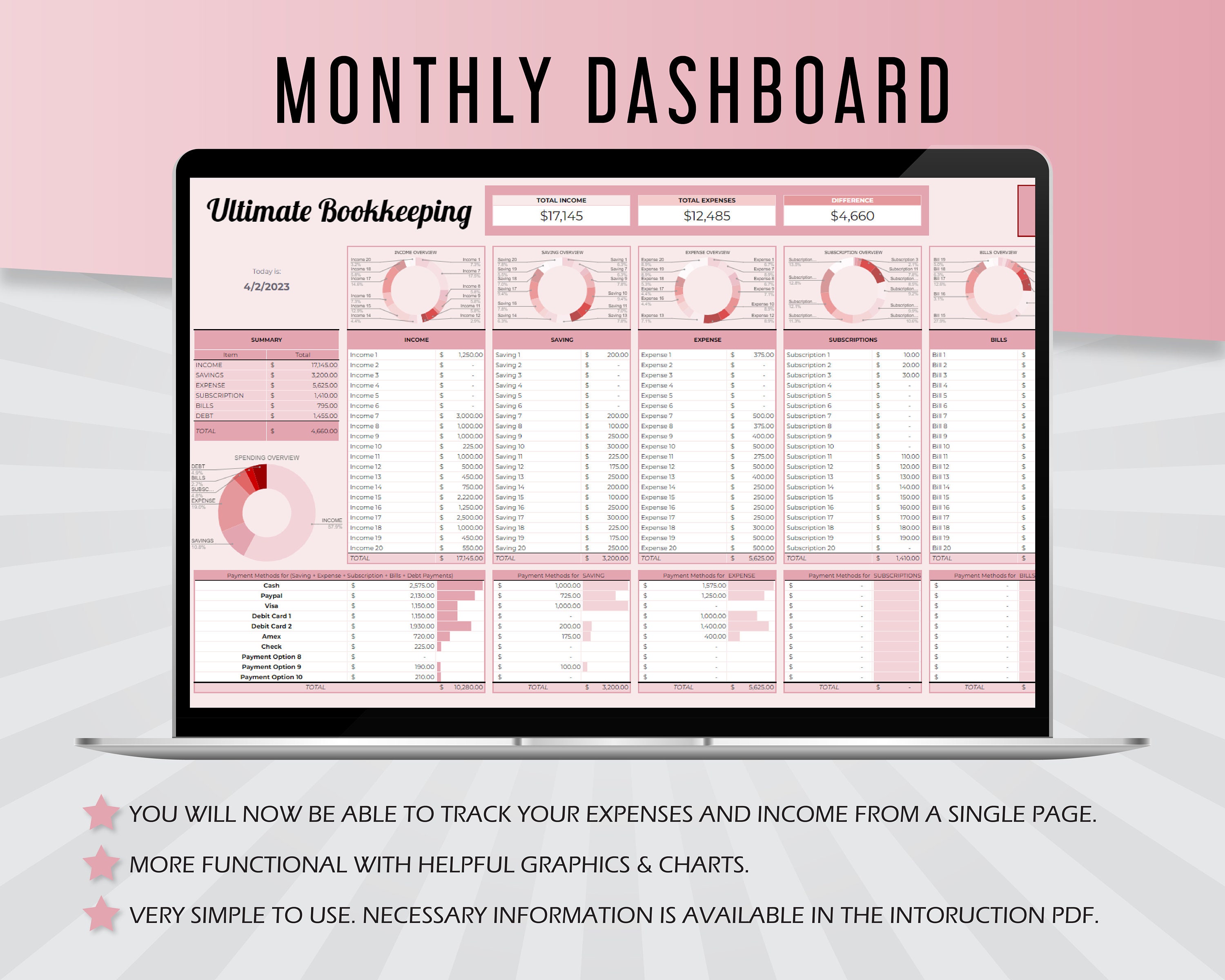 Business Accounting, Business Tracker, Bookkeeping Template, Small ...