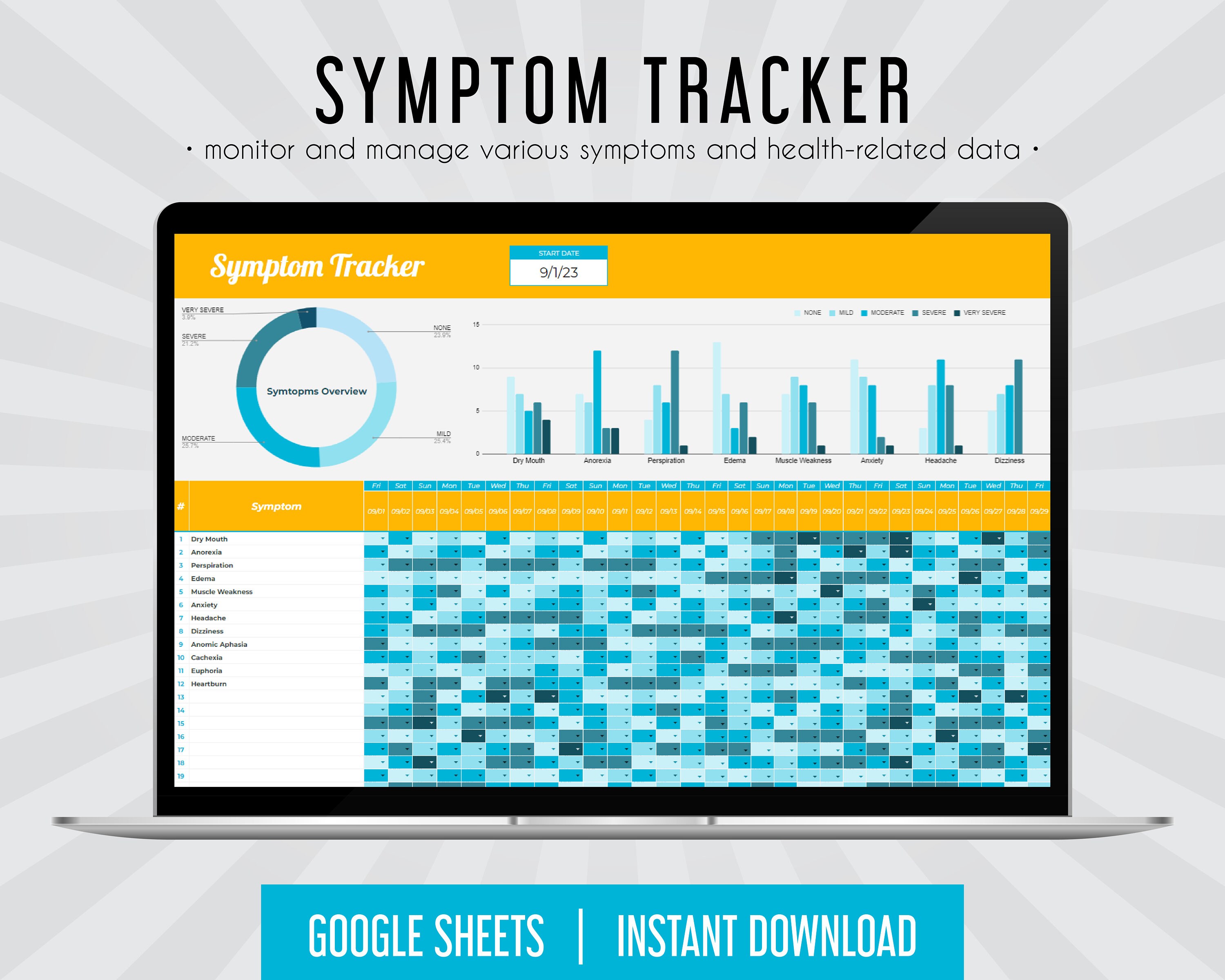 Symptom Tracking Health Symptoms Symptom Progress Symptom - Etsy
