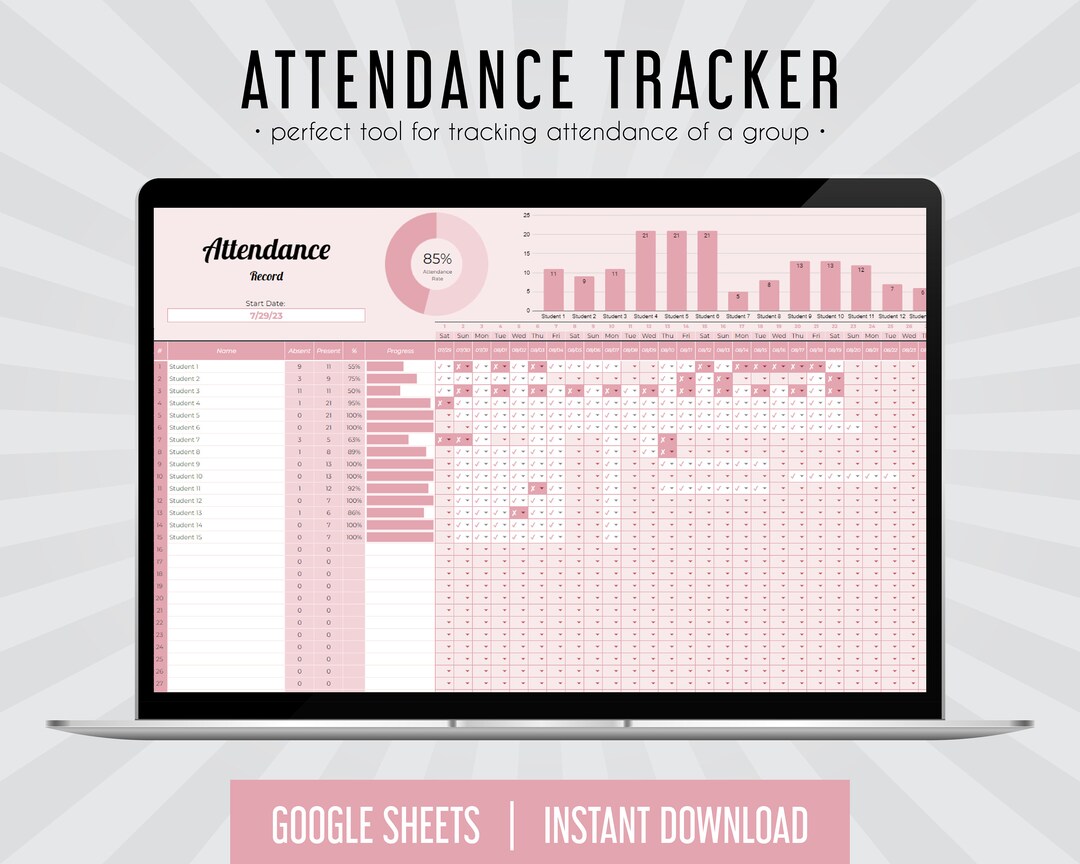 Attendance Tracker, School Attendance, Weekly Attendance Attendance ...