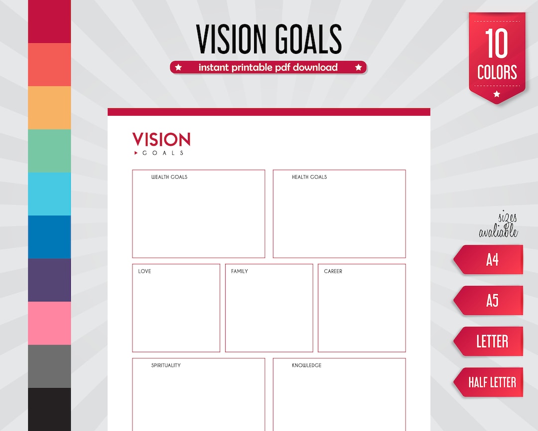 Vision Board, Goal Setting, Planner, Printable, Vision Planner ...