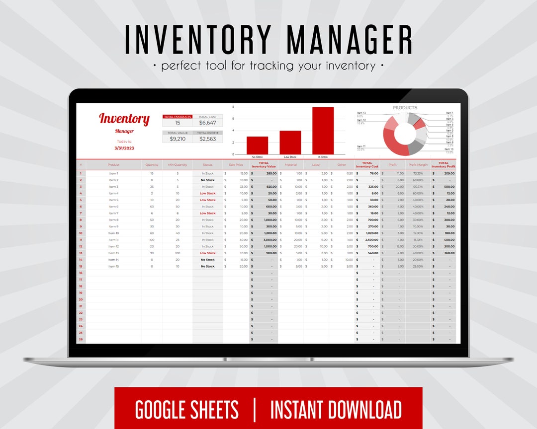 Inventory Tracker, Inventory Sheet, Small Business, Inventory Google ...