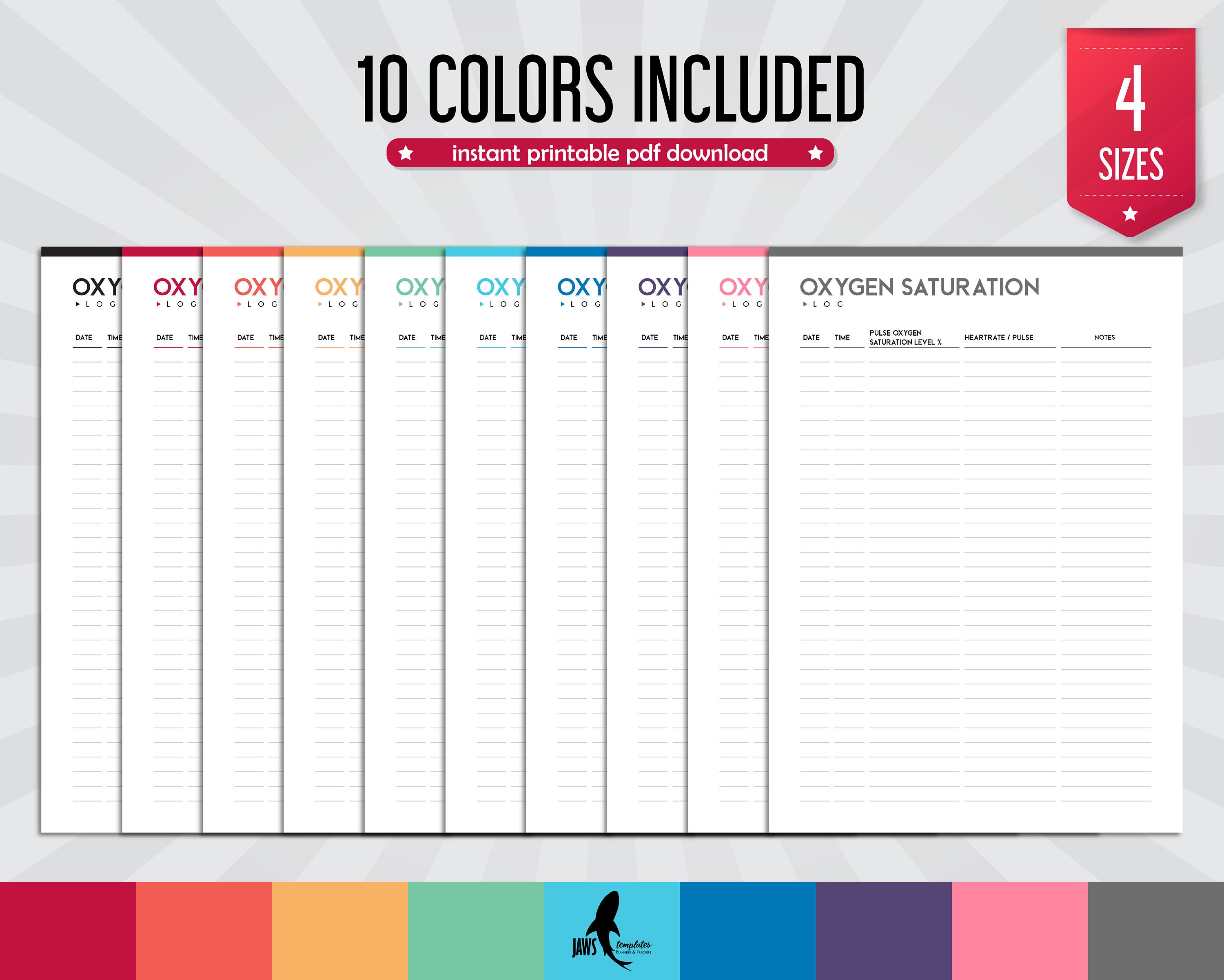 Oxygen Tracker, Saturation Journal, Pulse Log, Oxygen Record ...