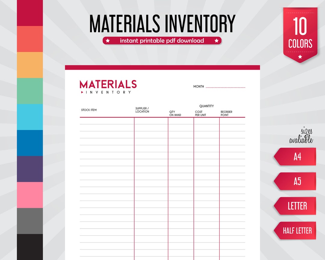 Materials Inventory, Inventory Management, Material Tracker, Supply ...