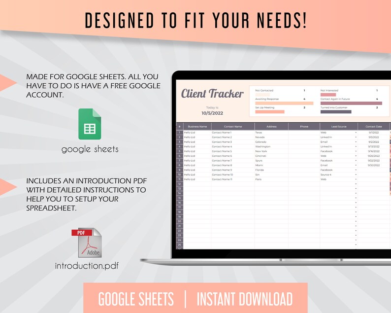 Client Tracker, Leads Tracker, Client Management, Client List, Leads ...