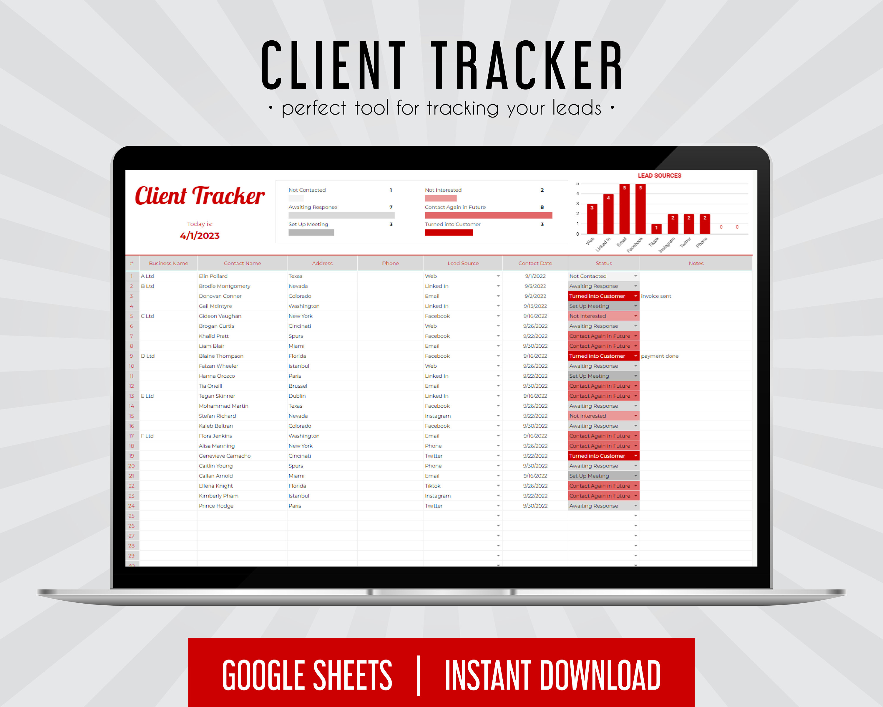 Lead Tracker, Client Planner, Client Tracker, Client Management, Client ...
