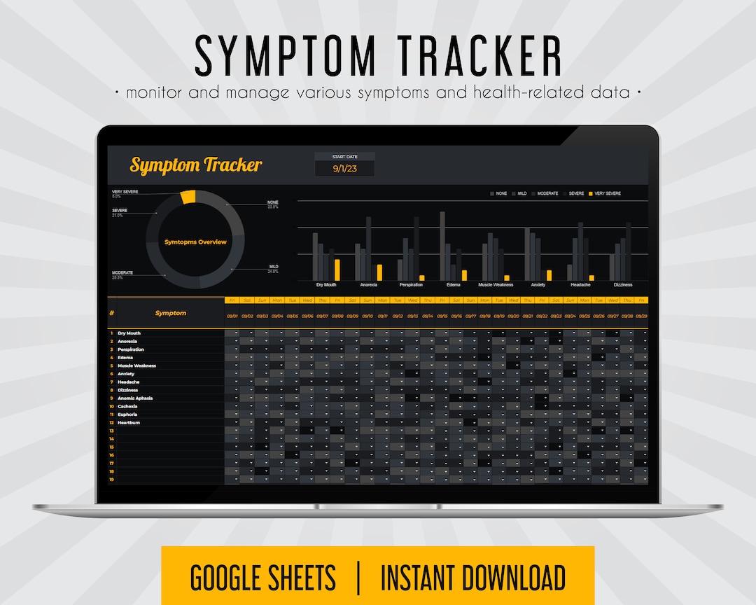 Symptom Tracker, Wellness Monitoring, Daily Symptom Log, Health ...