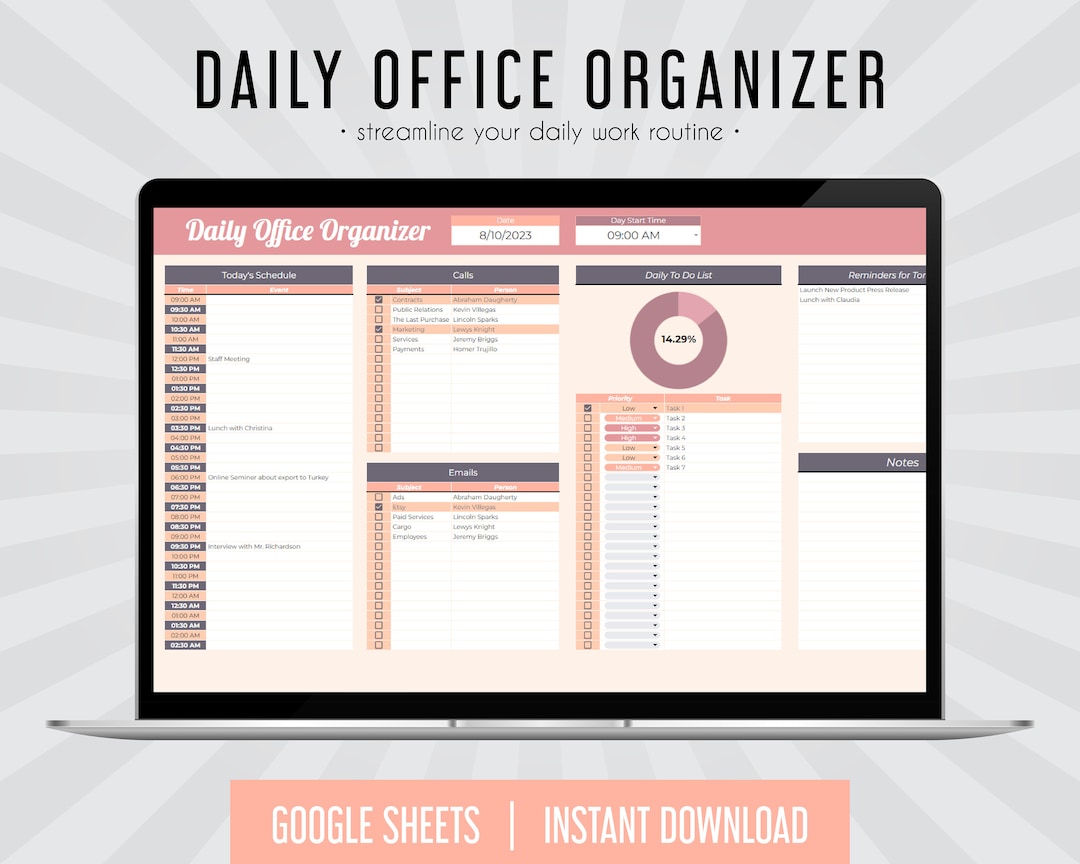 Task Scheduler, Daily Agenda, Project Tracker, Task Organization, Time ...