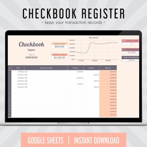 Checkbook Tracker, Checkbook Template, Checkbook Register, Checking ...
