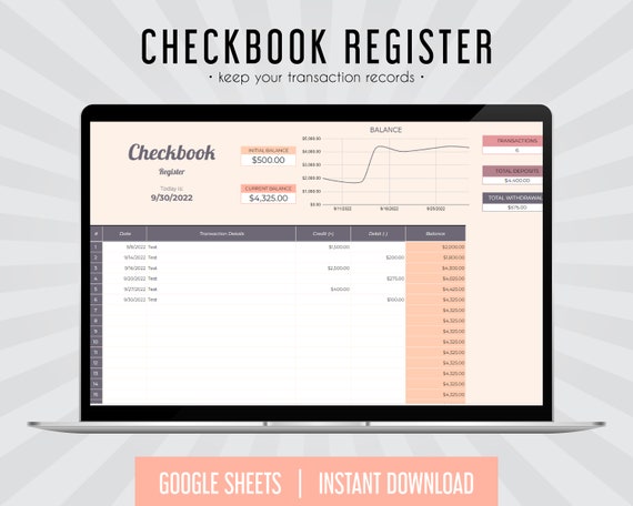 Checkbook Tracker Checkbook Template Checkbook Register - Etsy