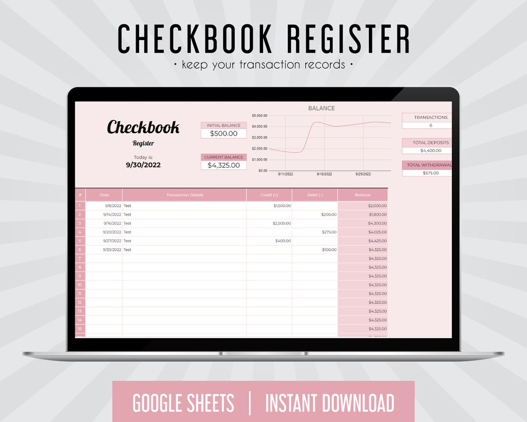 Checkbook Register, Expense Spreadsheet, Spending Tracker, Spending ...