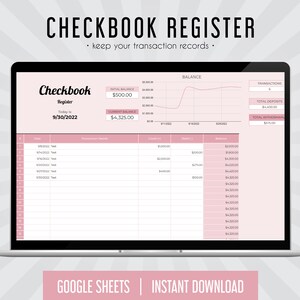 Checkbook Register, Expense Spreadsheet, Spending Tracker, Spending ...