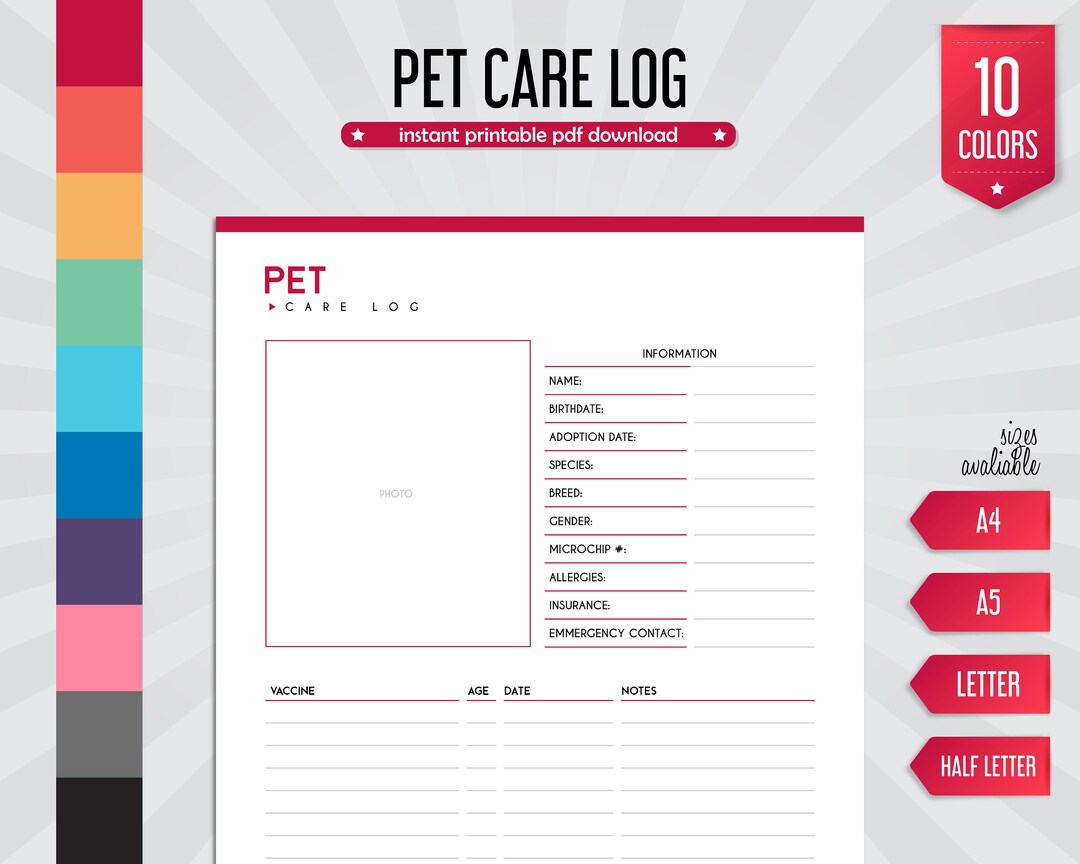 Pet Care Tracker, Animal Care Log, Pet Health Planner, Pet Wellness ...