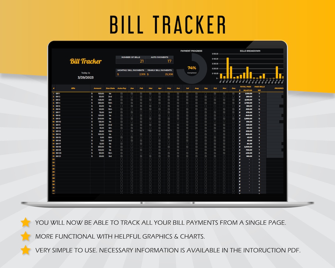 Utility Bill Tracker Spreadsheet Tracker Utility - Etsy
