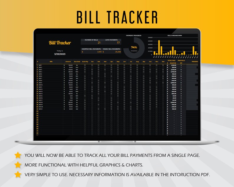 Utility Bill Tracker Spreadsheet Tracker Utility - Etsy