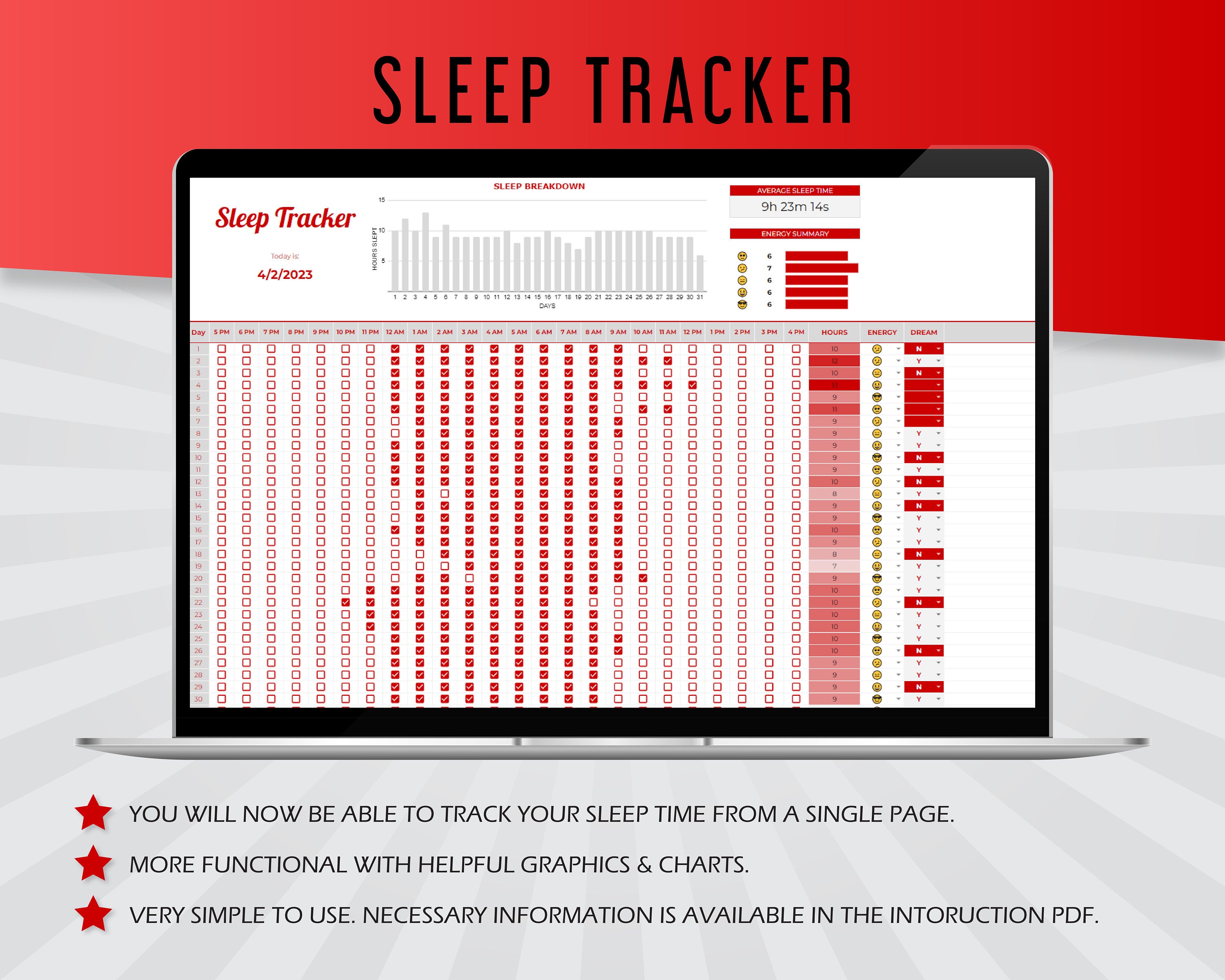 Sleep Tracker, Sleep Trackers, Sleep Spreadsheet, Sleep Tracker Google ...