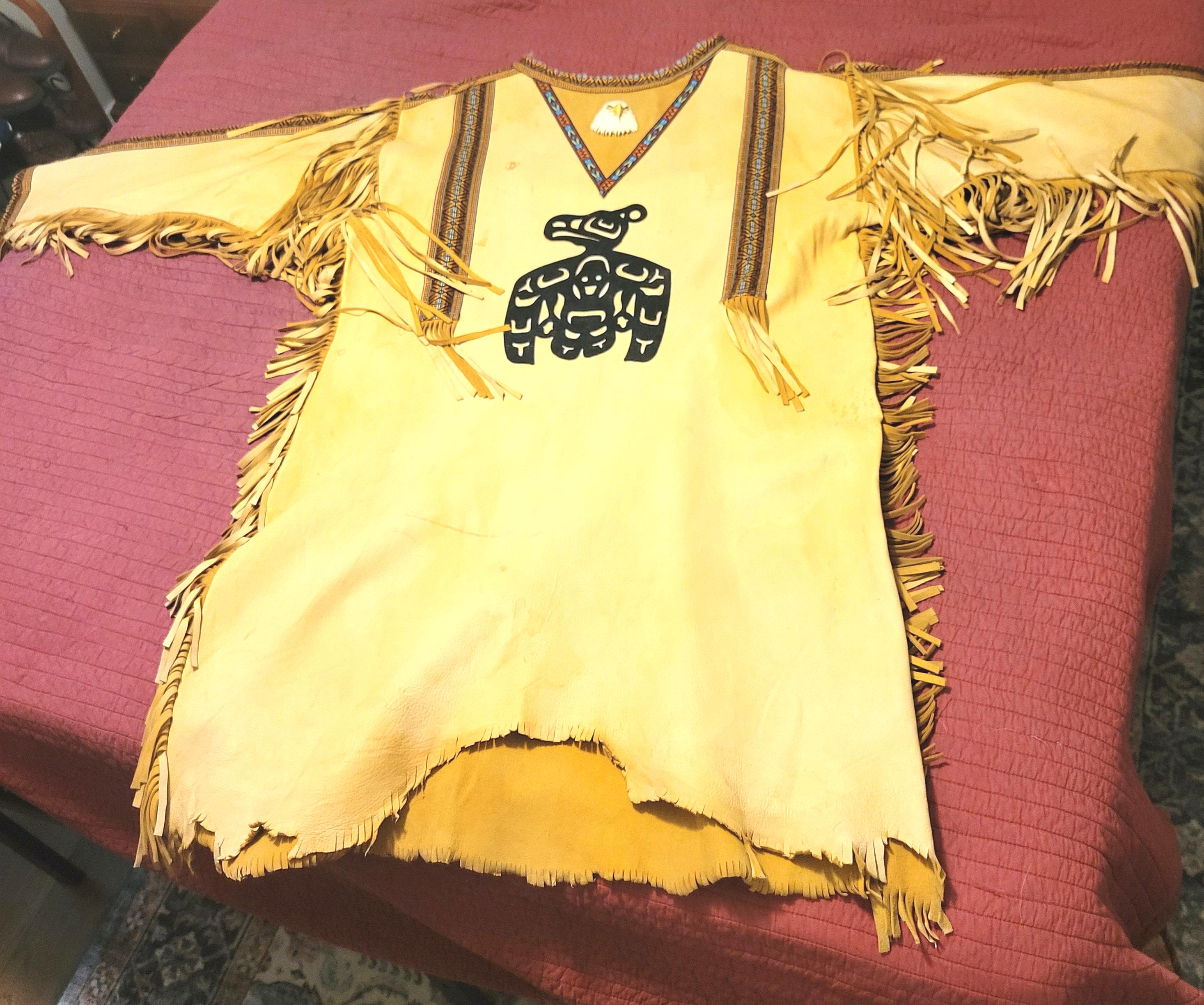 Native American West Coast Hand Made Leather Shirt With Painted Buffalo ...
