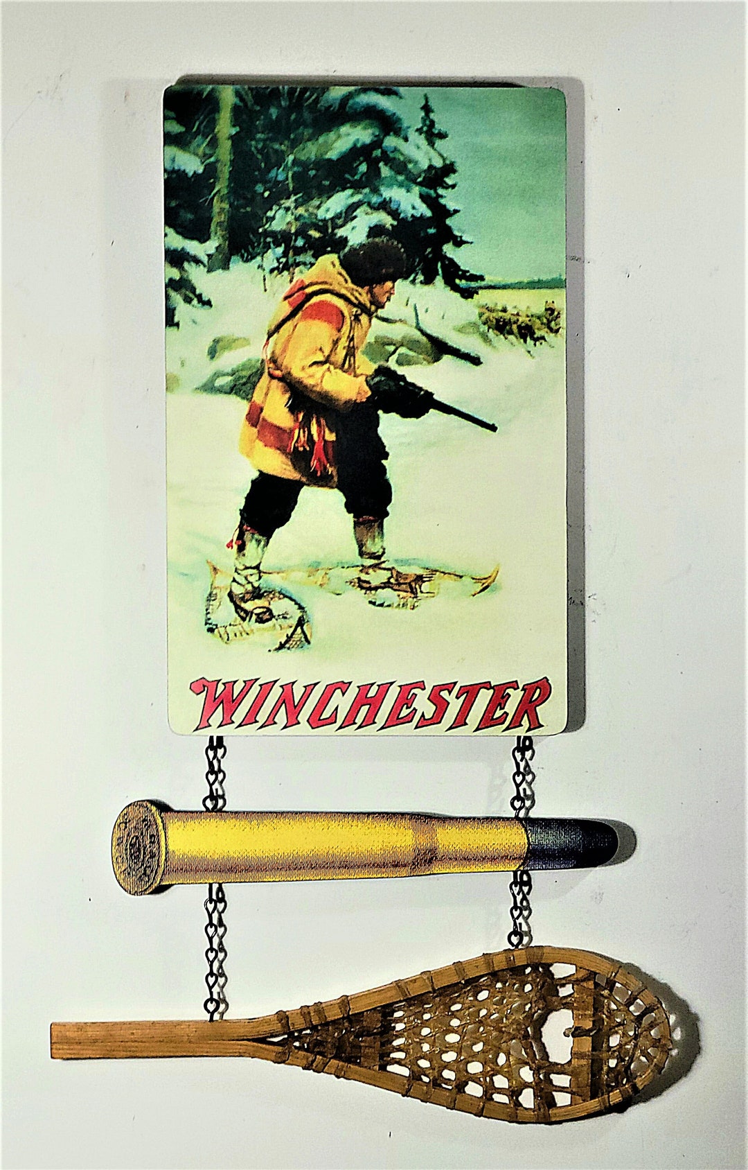 1905 WINCHESTER Trapper Being Chased by a Pack of Wolves Sign ...