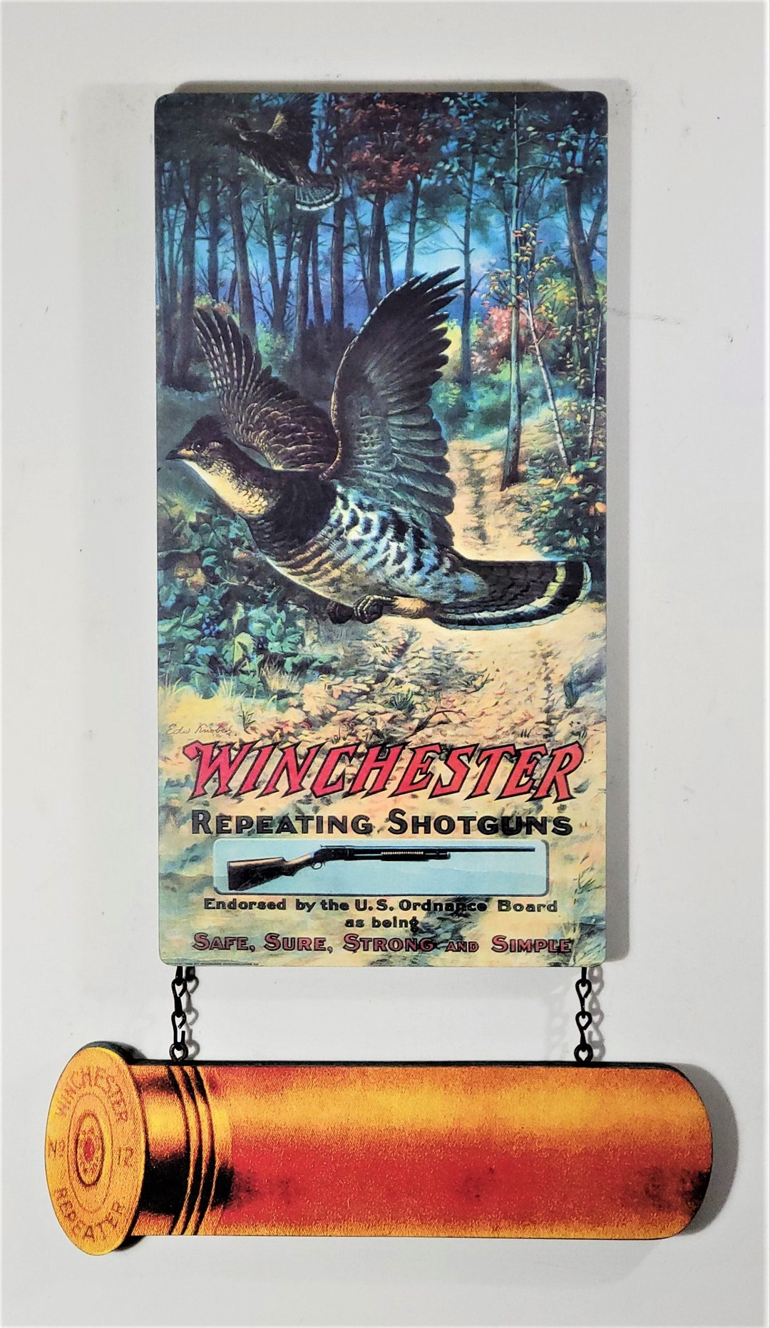 1909 WINCHESTER blue REPEATING SHOTGUNS 2 Flying Grouse Sign ...