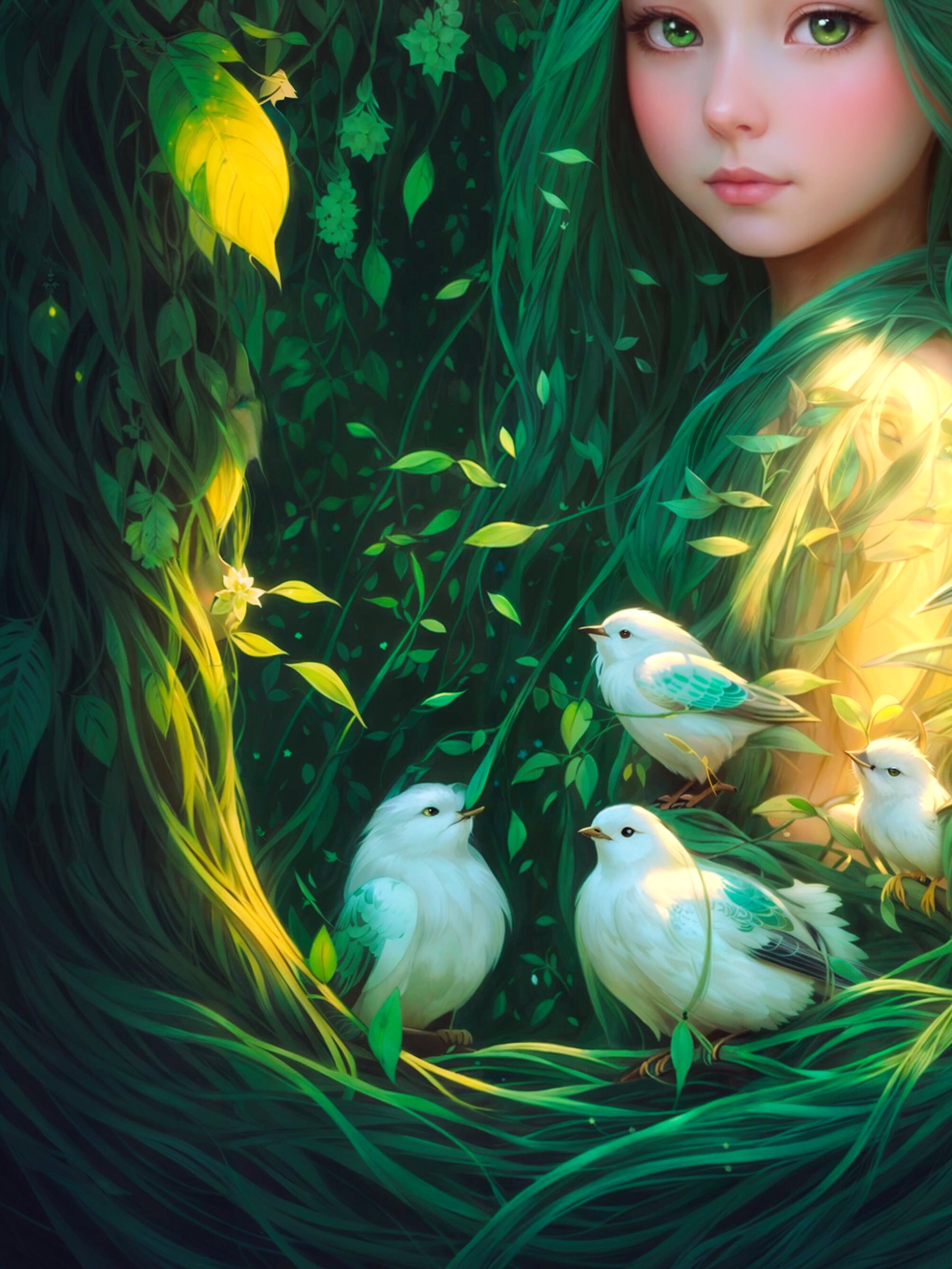 Luminous Willow Wisp Art, Enchanted Garden Series, Mystical Wall Decor ...