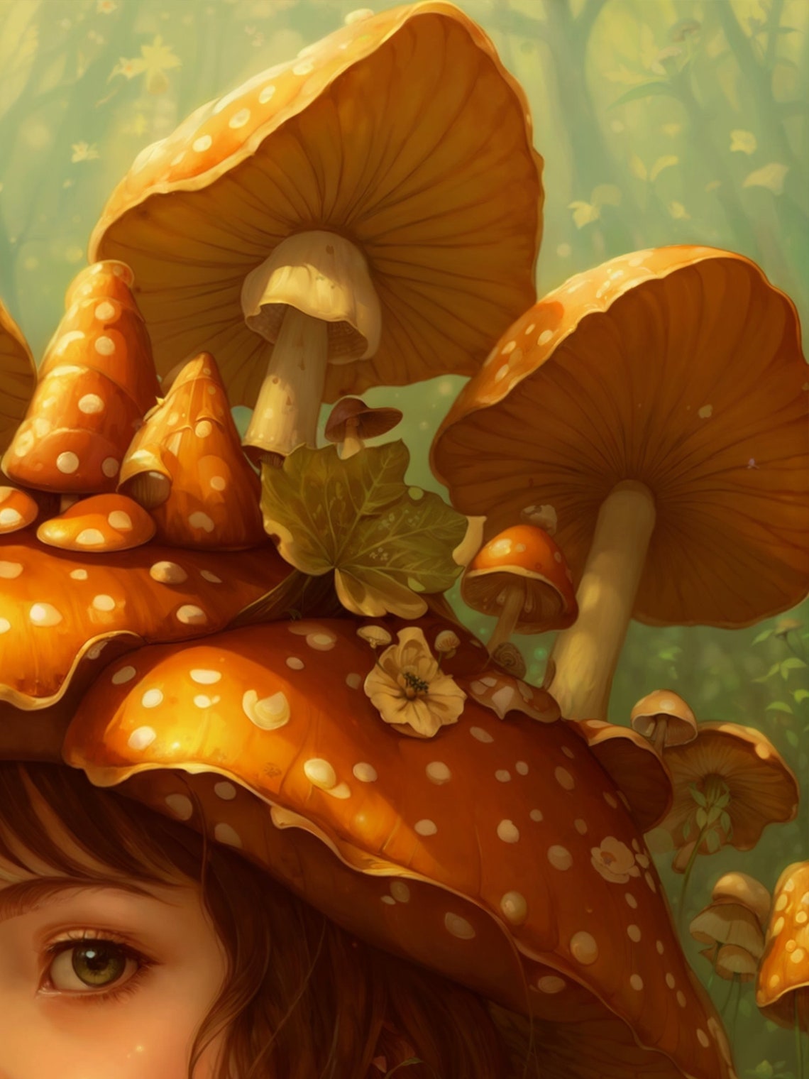 Charming Fungi Fairy Illustration #4 - Art Print, Botanical & Fantasy ...