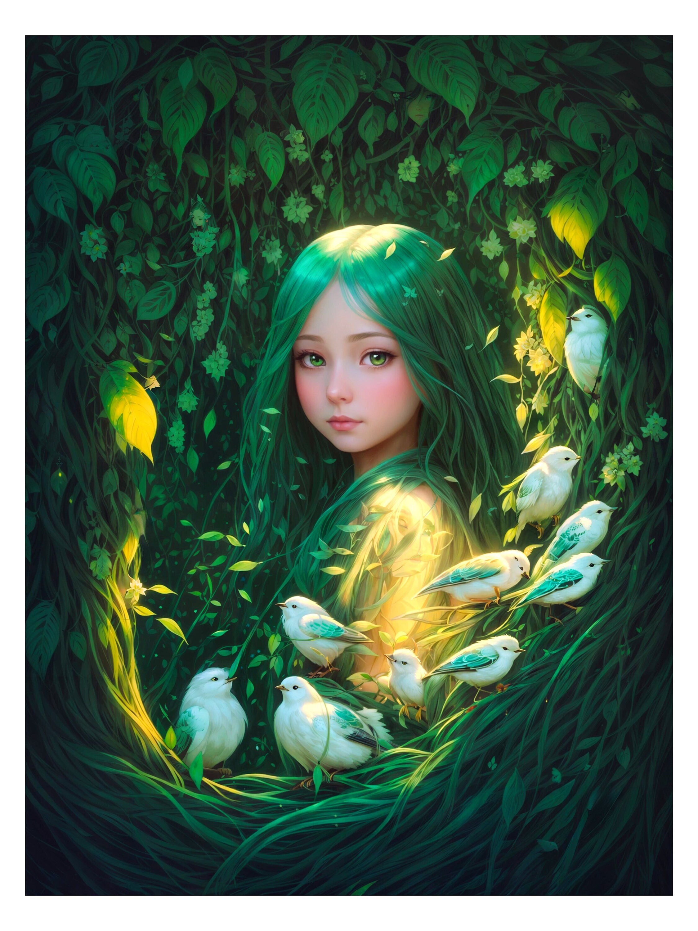 Luminous Willow Wisp Art, Enchanted Garden Series, Mystical Wall Decor ...