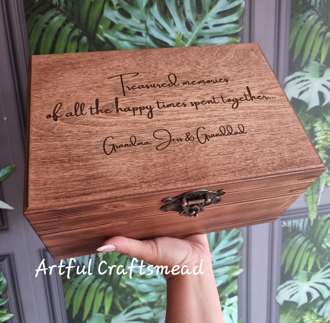 Personalized Wooden Memory Box | Large Keepsake Gift Box With Custom ...