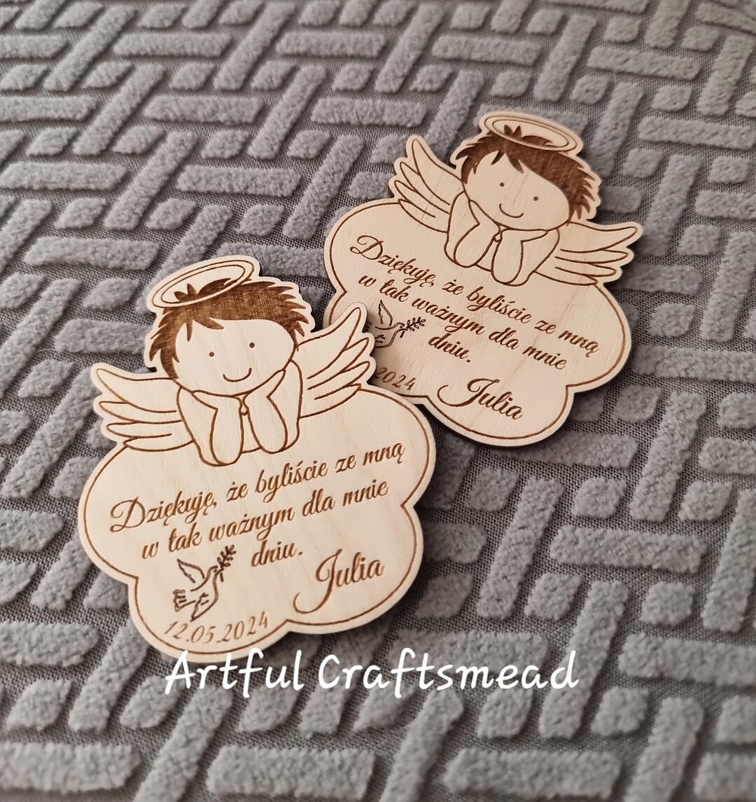 Personalized Thank You Wooden Magnets, Custom With Name and Date ...