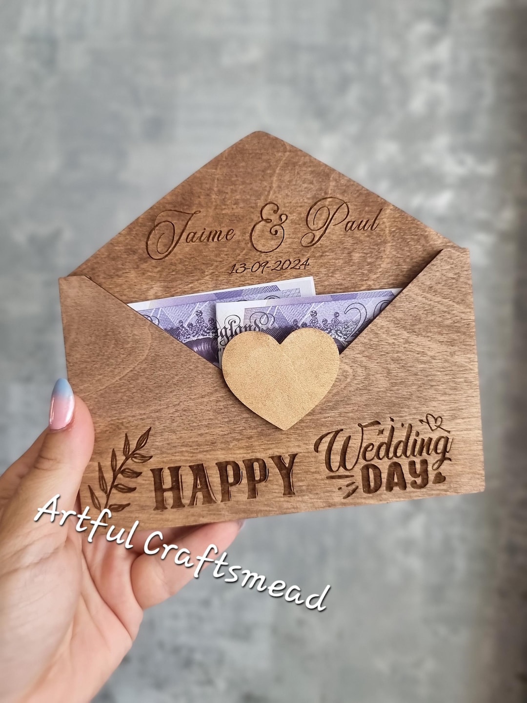Personalized Wooden Money Envelope for Special Occasions, Wedding Money ...