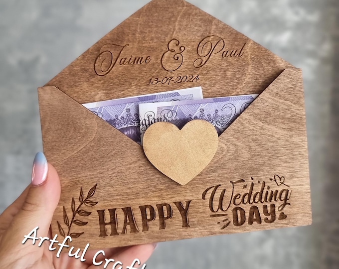 Personalized Wooden Money Envelope for Special Occasions, Wedding Money ...