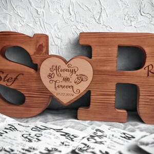 Personalised Couple Initials Letter Connection With Heart, Wood Letter ...