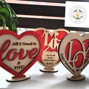 Personalised Heart Stand, Valentines Day Sign, Valentines Gift, Display ...