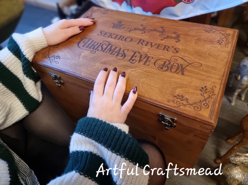 Personalised Large Wooden Christmas Eve Box – Extra Big Keepsake Chest ...
