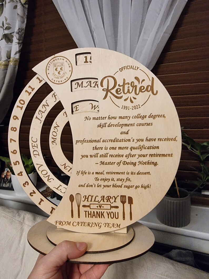 Personalised Wooden Perpetual Calendar Family, Gift Retired, Leaved Job ...